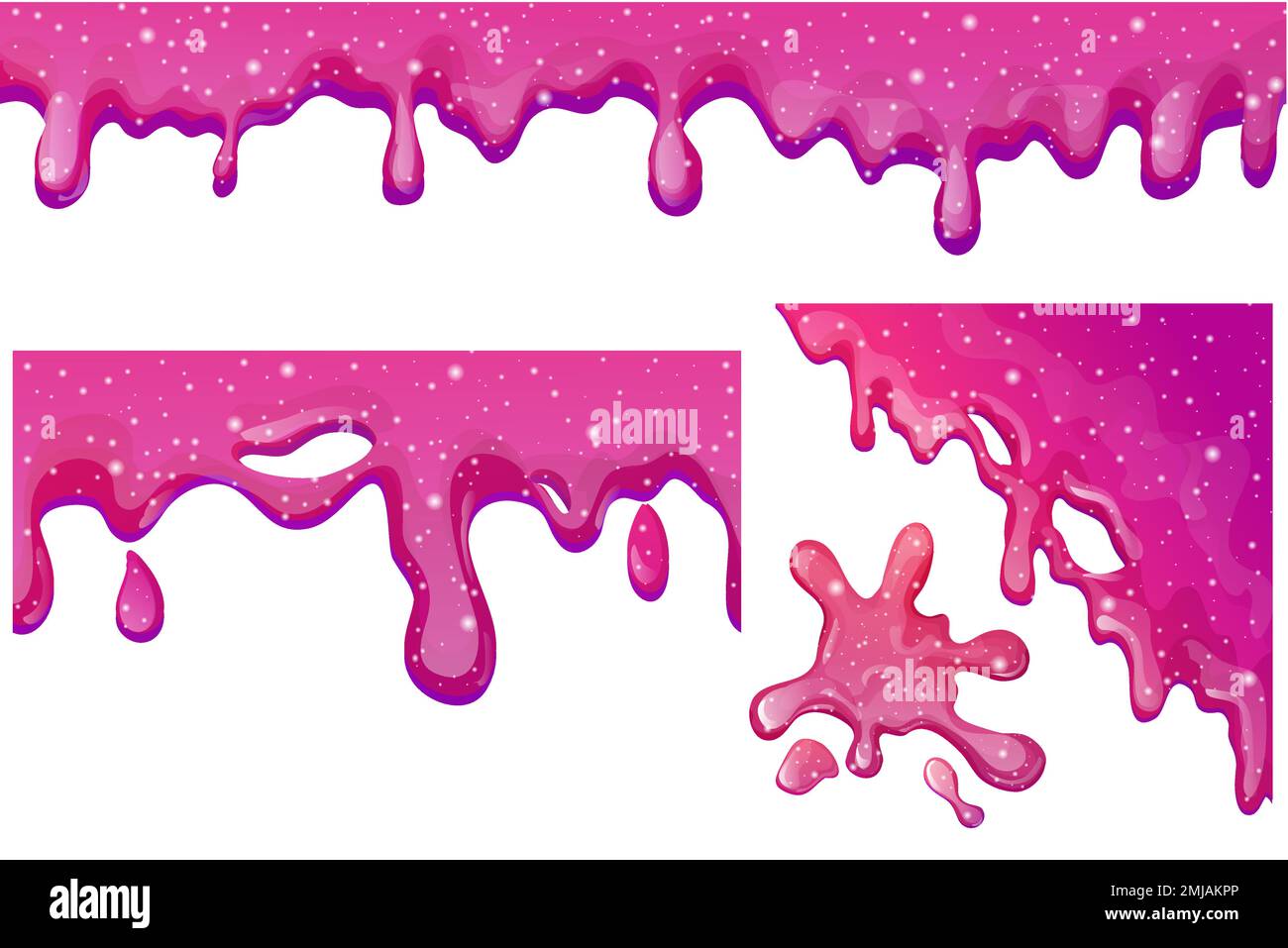 Set Slime purple and pink, jelly glaze with drips and glitter in ...