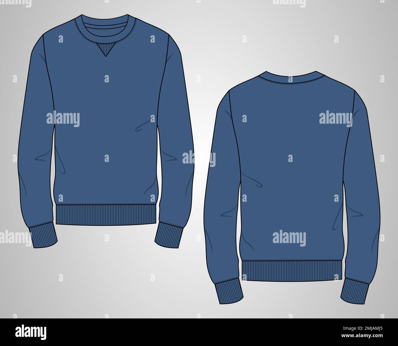 Long sleeve Sweatshirt technical fashion flat sketch vector ...