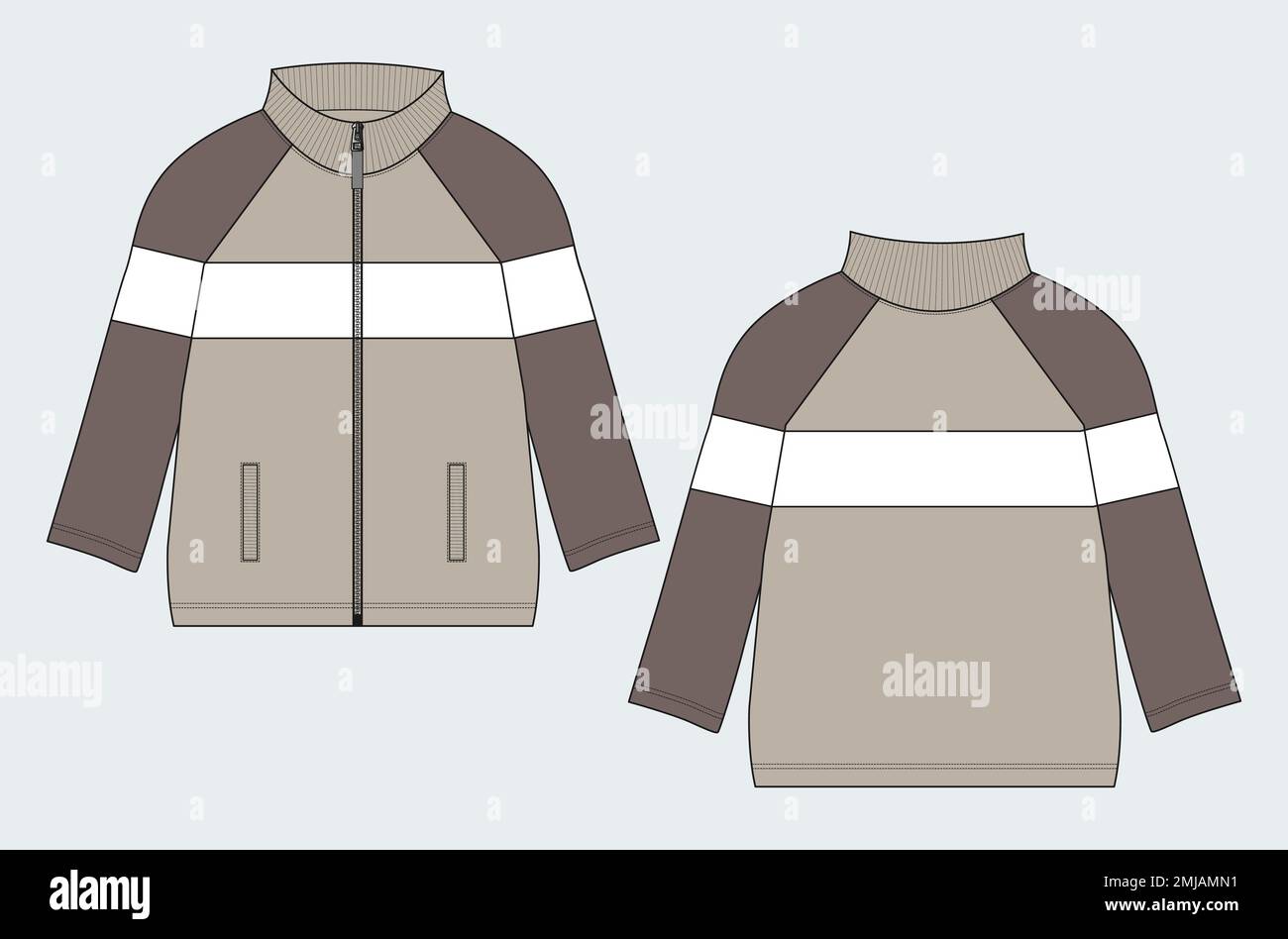 Long sleeve jacket technical fashion flat sketch vector illustration ...