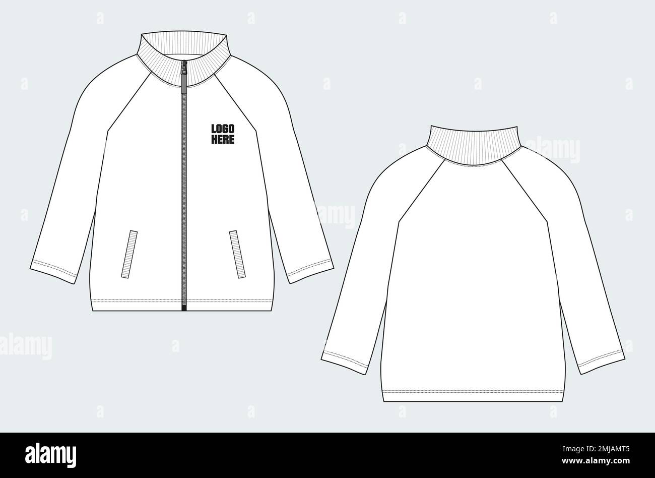 Long sleeve jacket technical fashion flat sketch vector illustration ...