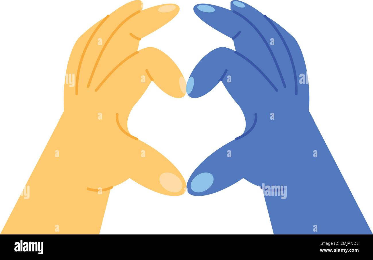 yellow and blue hands forming heart Stock Vector Image & Art - Alamy