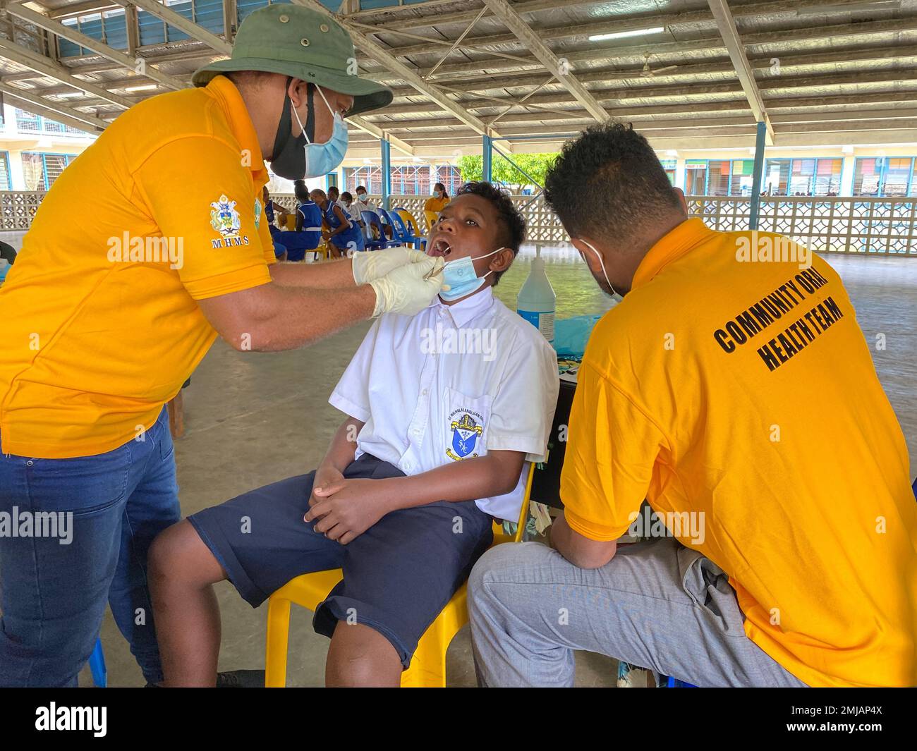 HONIARA, SOLOMON ISLANDS (Aug. 26, 2022) – From left, Javin Sale and Dr ...