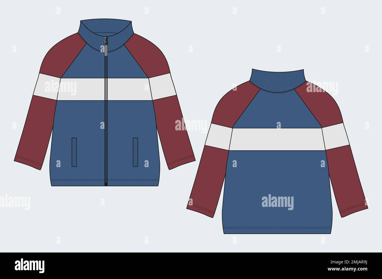 Long sleeve jacket technical fashion flat sketch vector illustration ...