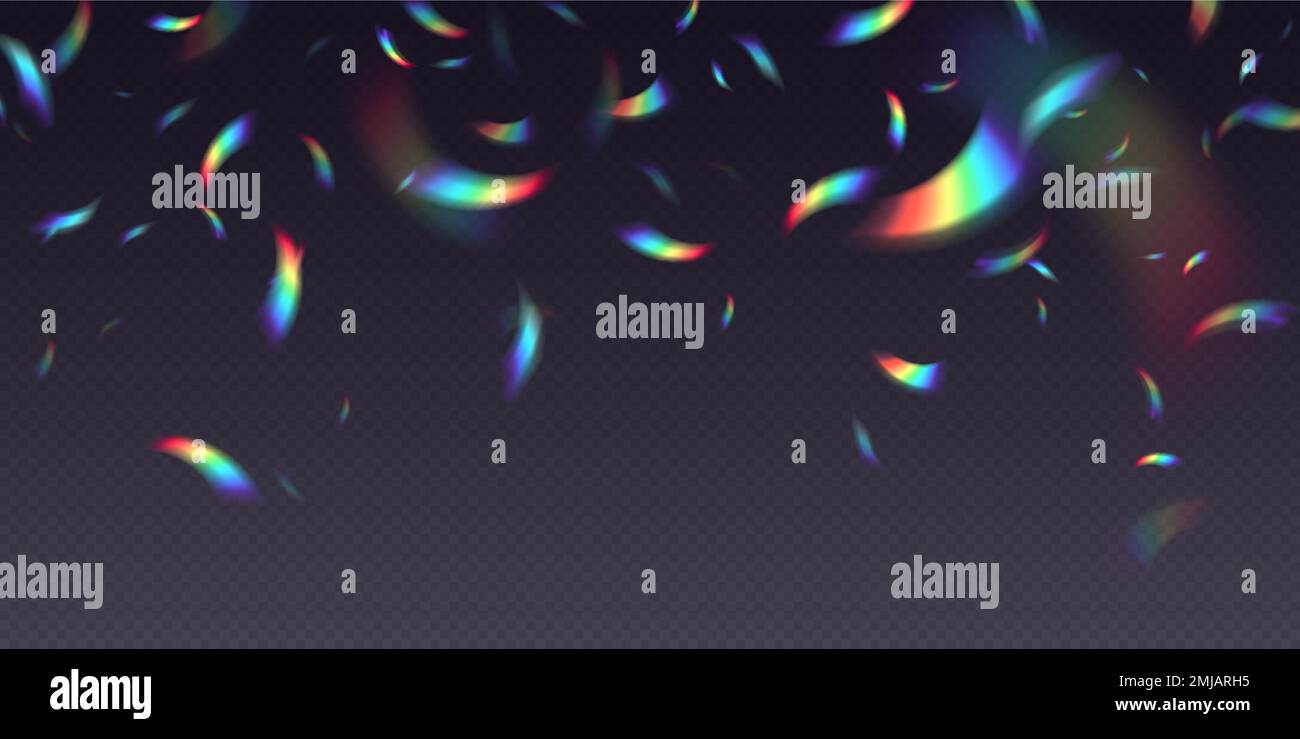 Rainbow falling confetti, holographic falling foil pieces, abstract ...