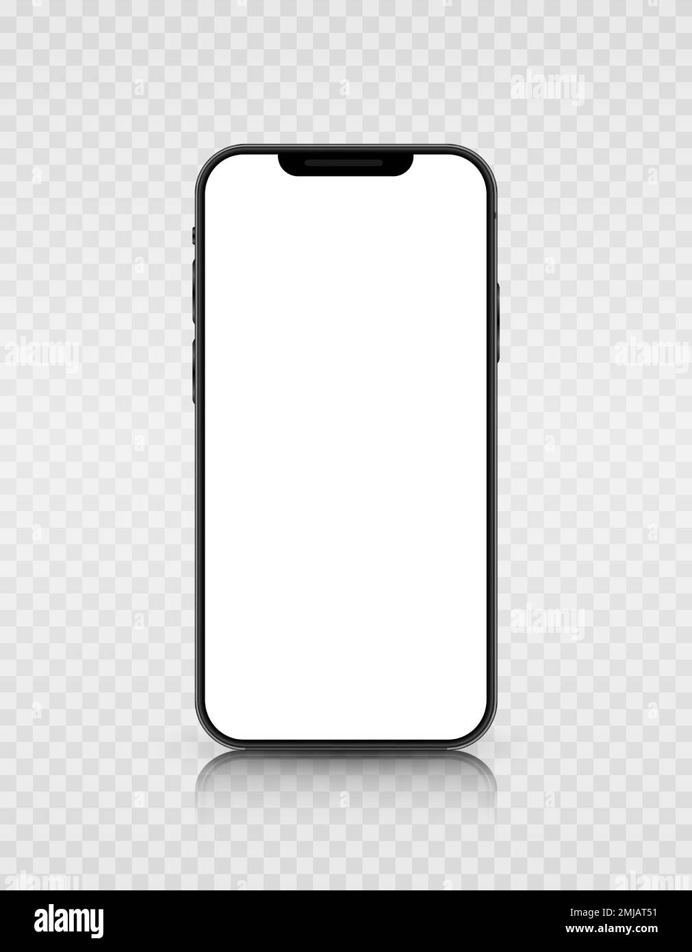 A smartphone model with a white screen. Realistic 3D mobile phone with ...