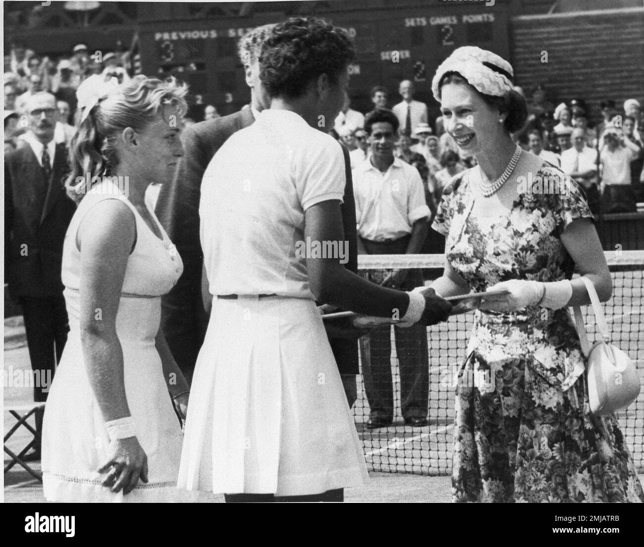 FILE - In this July 6, 1957 file photo, Queen Elizabeth II, right ...