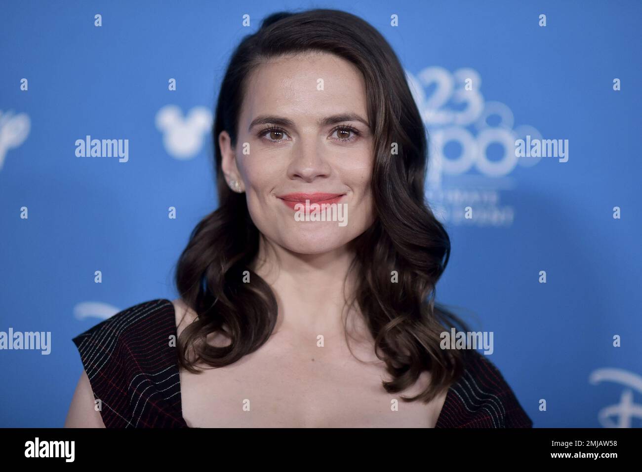 Hayley Atwell attends the Disney+ press line at the 2019 D23 Expo on ...