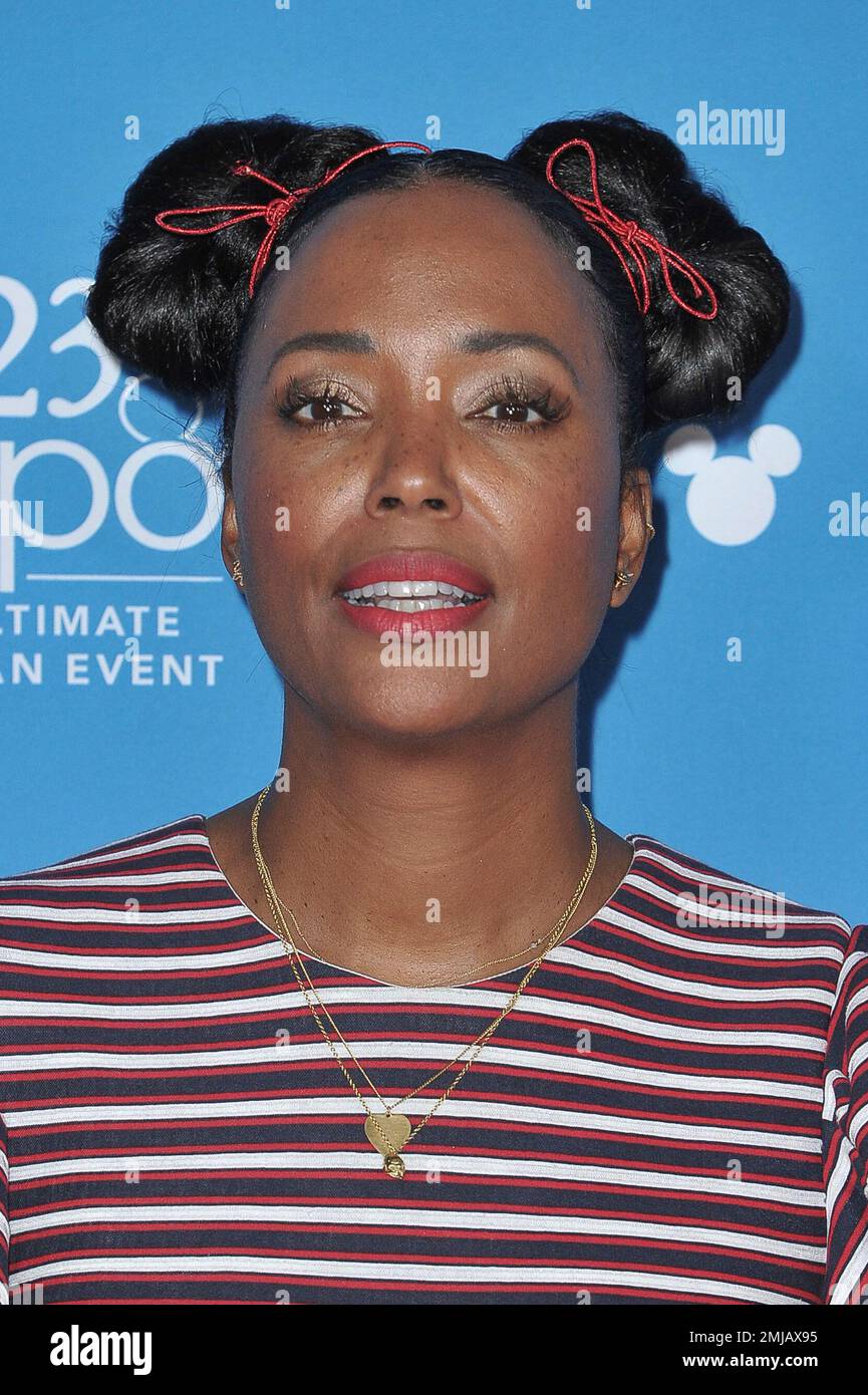 Aisha Tyler attends the Disney+ press line at the 2019 D23 Expo on ...