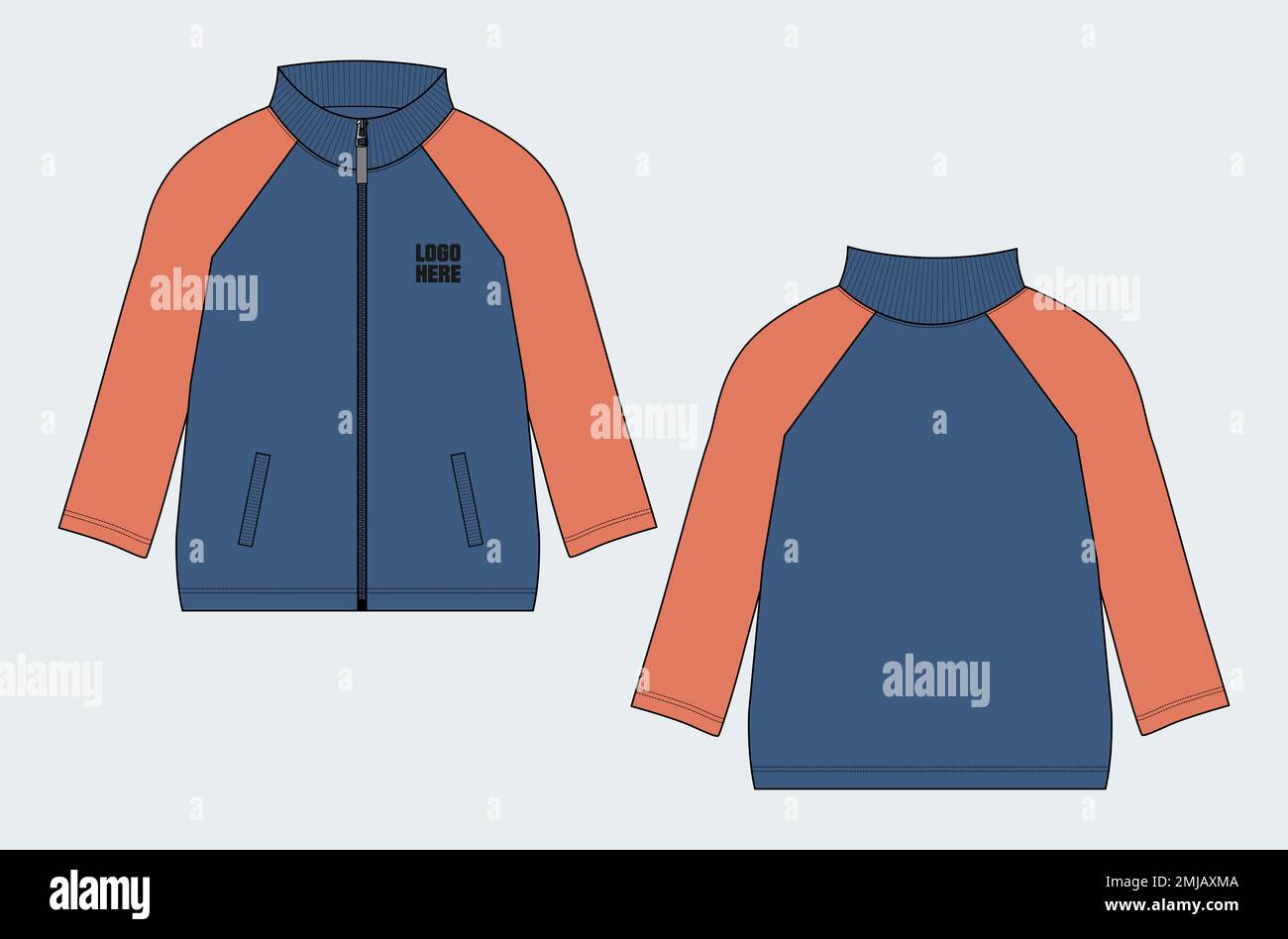 Long sleeve jacket technical fashion flat sketch vector illustration ...