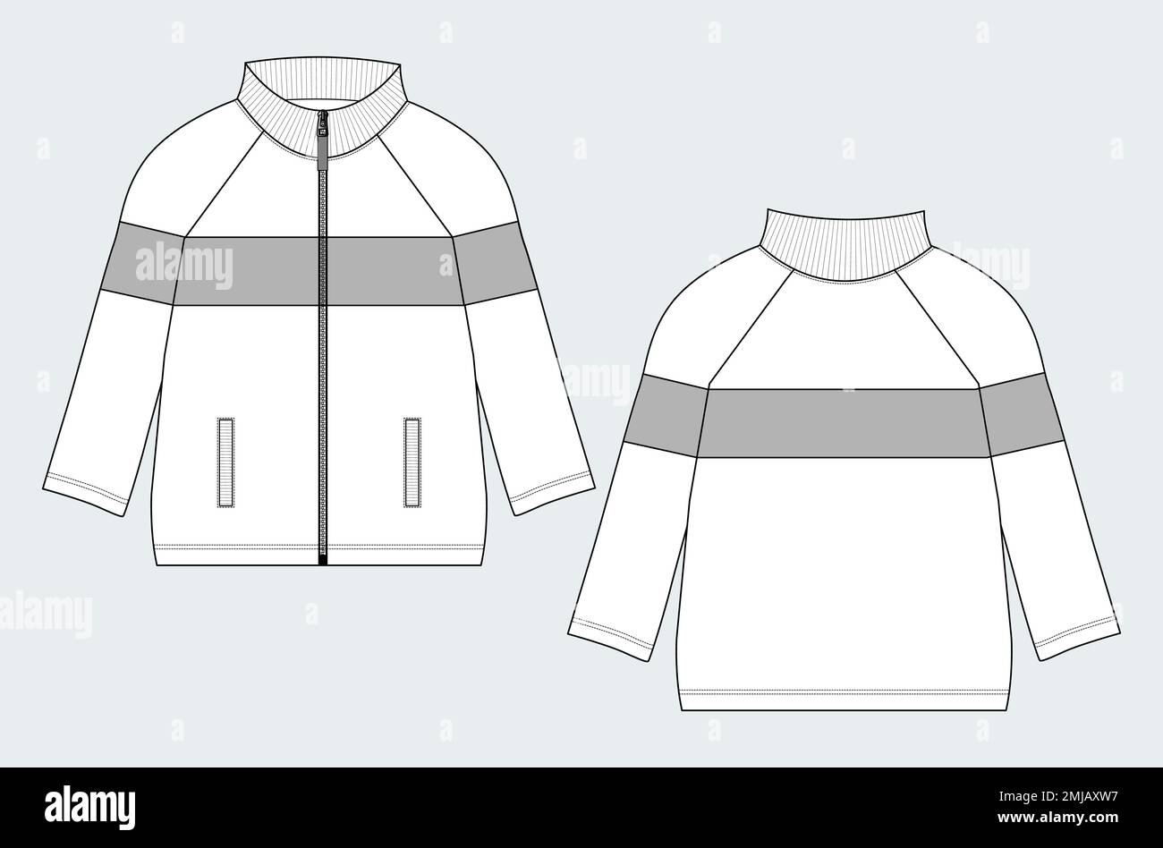 Long sleeve jacket technical fashion flat sketch vector illustration ...