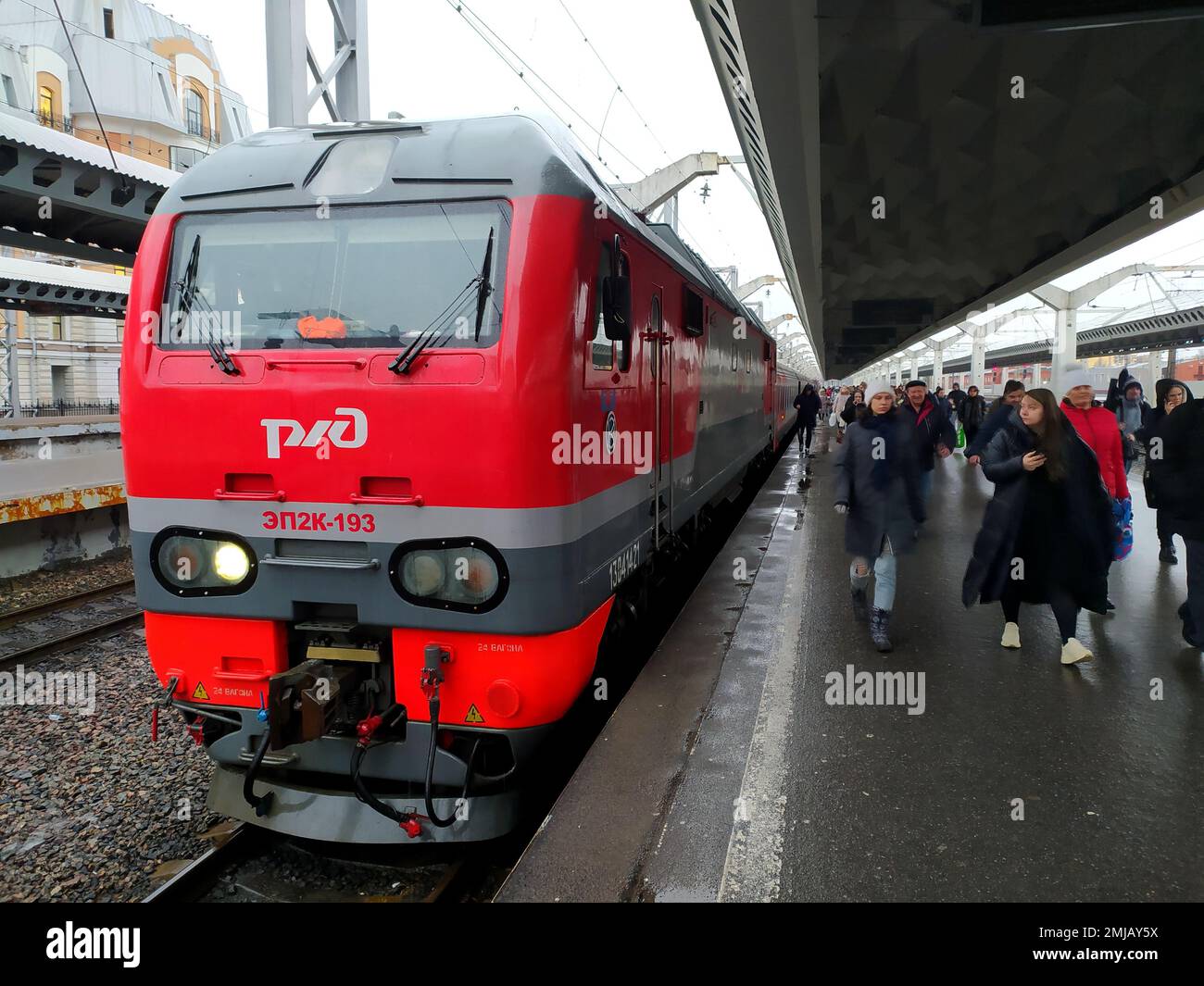 Russian Federation. Saint-Petersburg. Passenger train of Russian ...