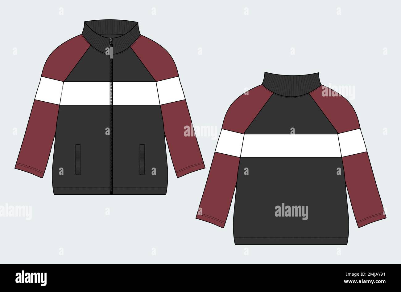 Long sleeve jacket technical fashion flat sketch vector illustration ...