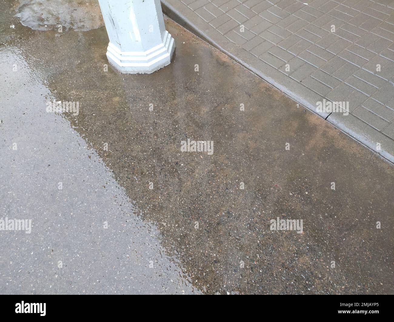 Russian Federation. Saint-Petersburg. Puddles during the rain on the ...