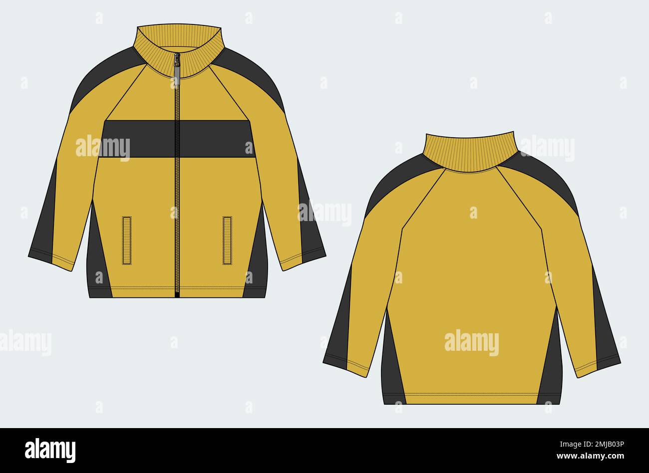 Long sleeve jacket technical fashion flat sketch vector illustration ...