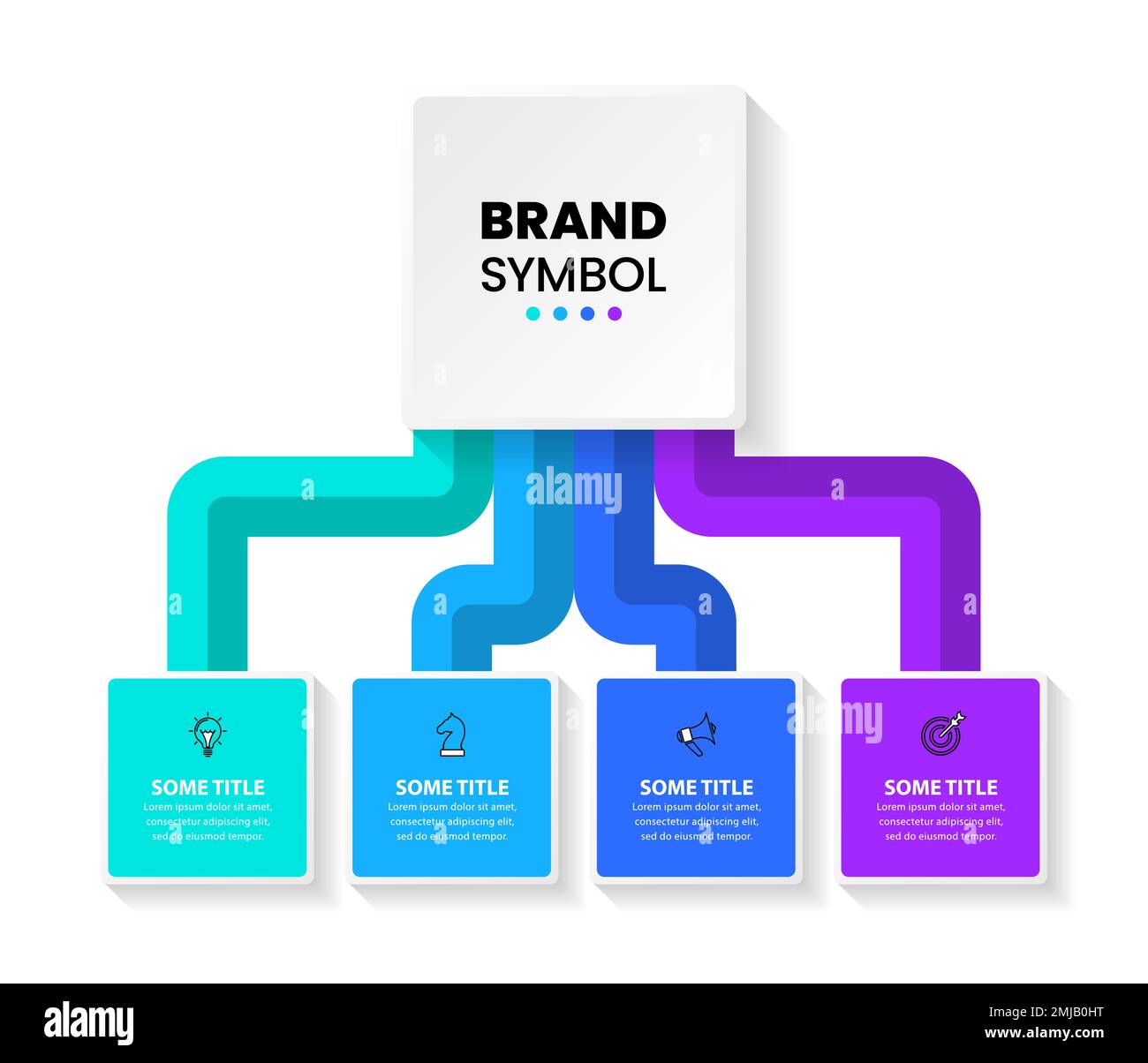 Infographic template with icons and 4 options or steps. Squares. Can be ...