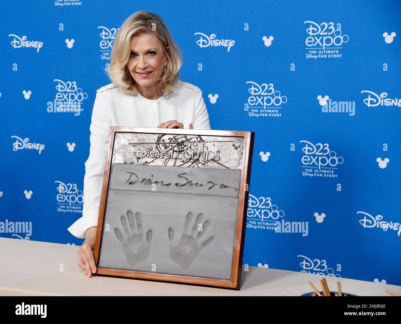 Television journalist Diane Sawyer poses during her handprint ceremony ...
