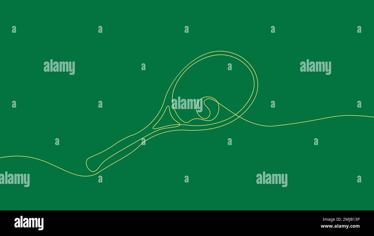 One line continuous tennis racket symbol concept. Sport competition ...