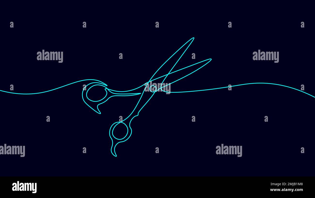 One line continuous stylist scissors symbol concept. Barber haircut ...