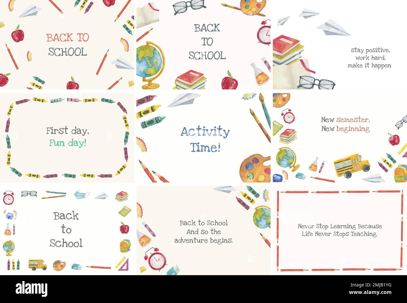 Editable eduction banner template vector set for back to school ...