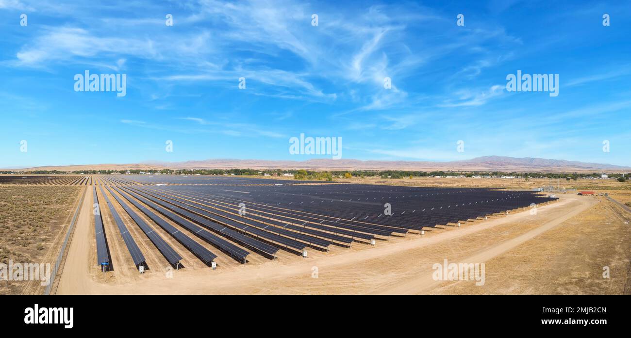 Drone image of solar panel array Stock Photo - Alamy