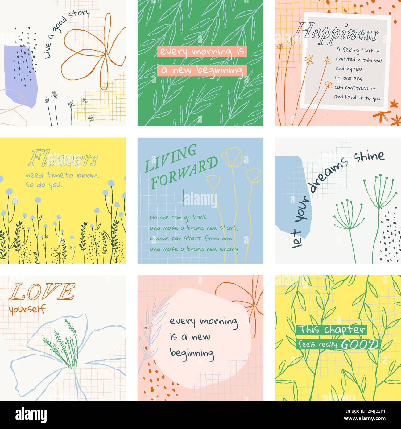 Aesthetic floral editable template vector social media post with ...