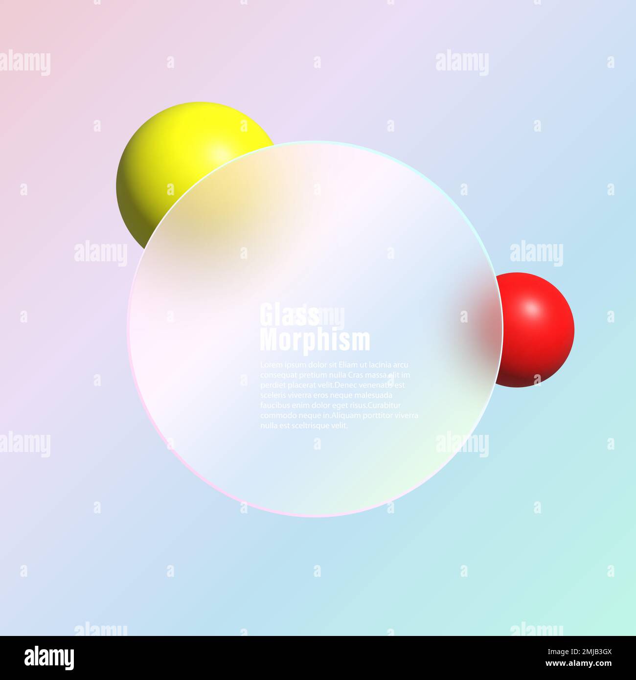 Glassmorphism background design. Transparent round glass disc with ...