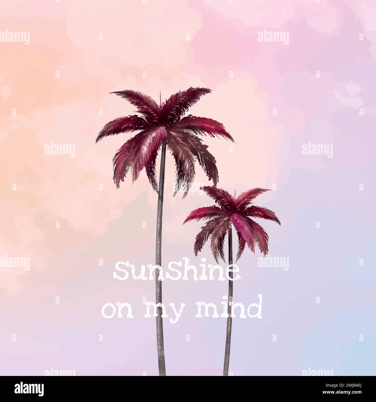 Aesthetic palm tree vector template for social media post Stock Vector ...