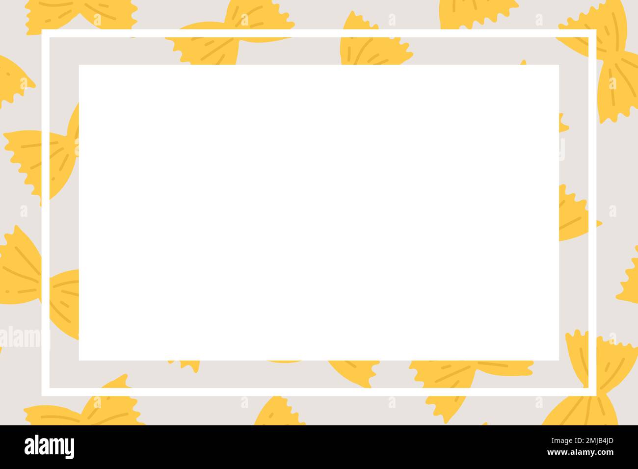 Cute farfalle pasta frame vector in rectangle shape doodle food pattern ...