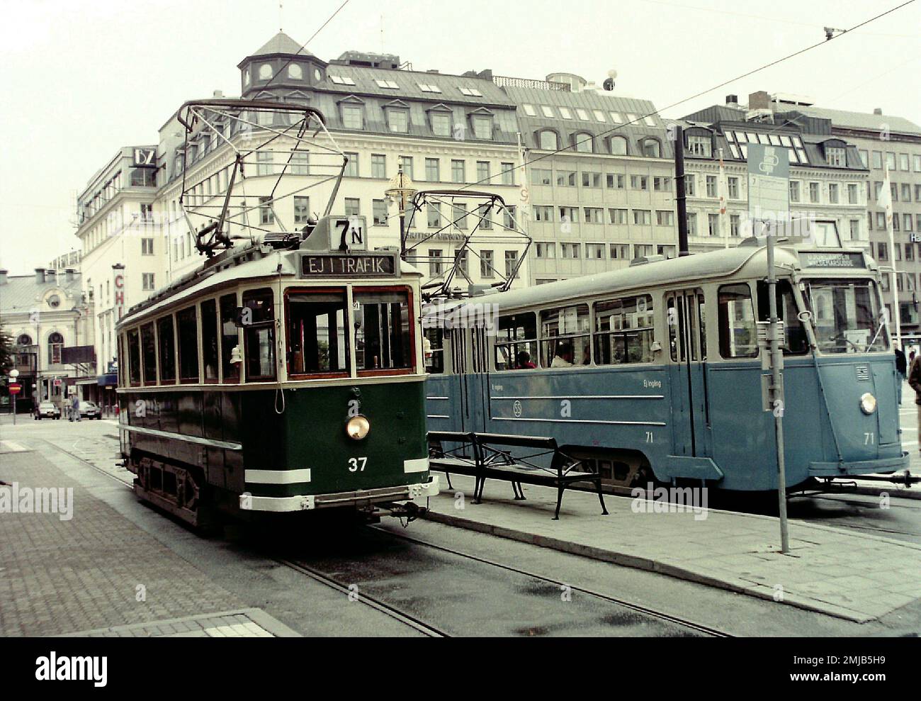 Stockholm, retro tram in the center of the Swedish capital (Photo 28.09 ...