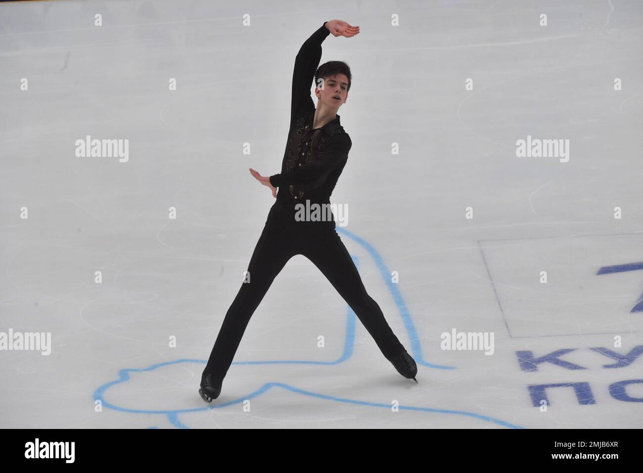 Moscow. The figure skater Pyotr Gumennik performs with free skating of ...