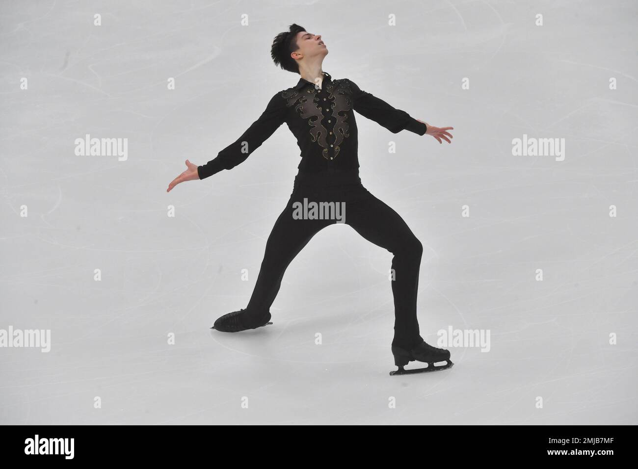 Moscow. The figure skater Pyotr Gumennik performs with free skating of ...