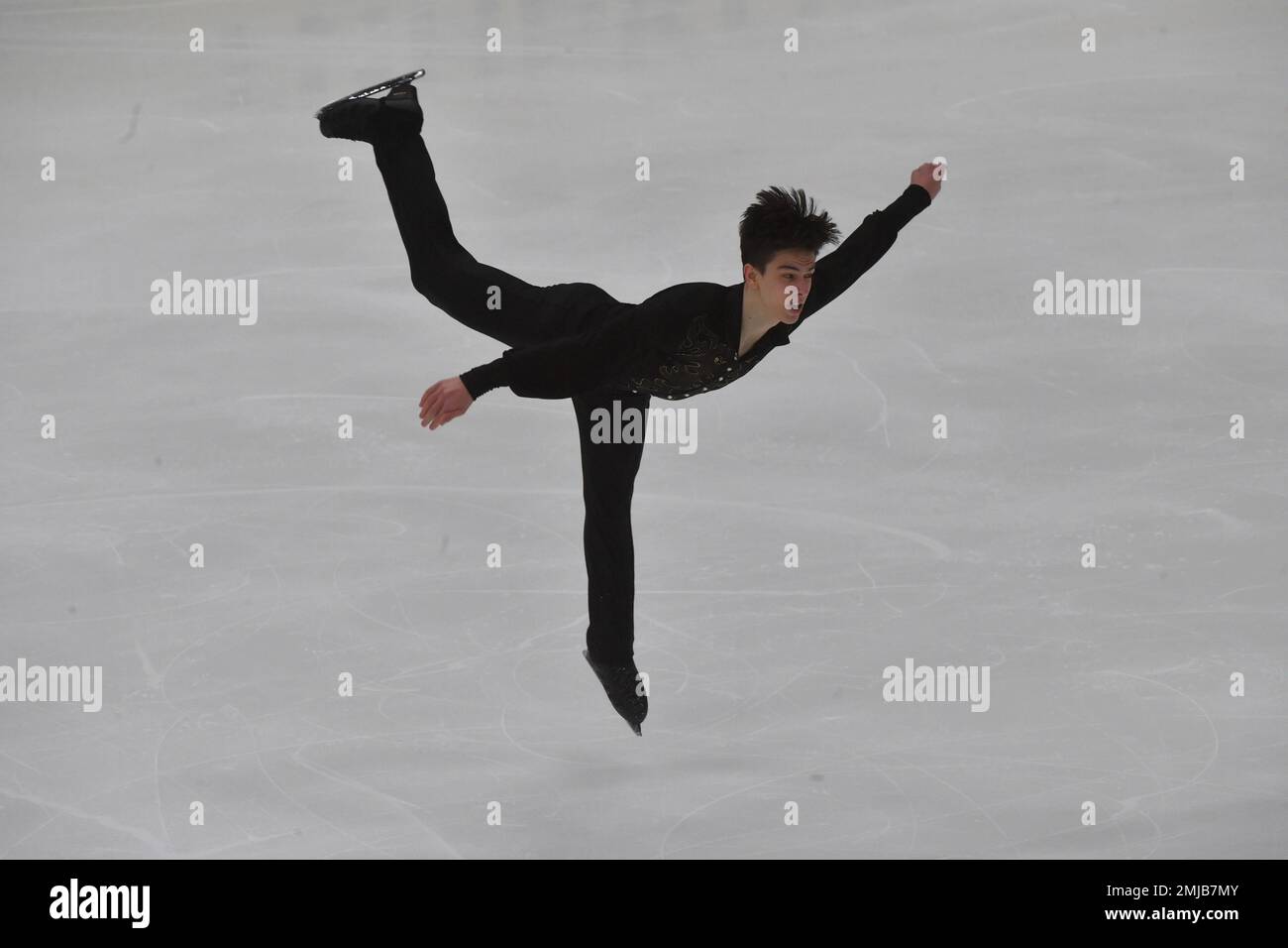 Moscow. The figure skater Pyotr Gumennik performs with free skating of ...