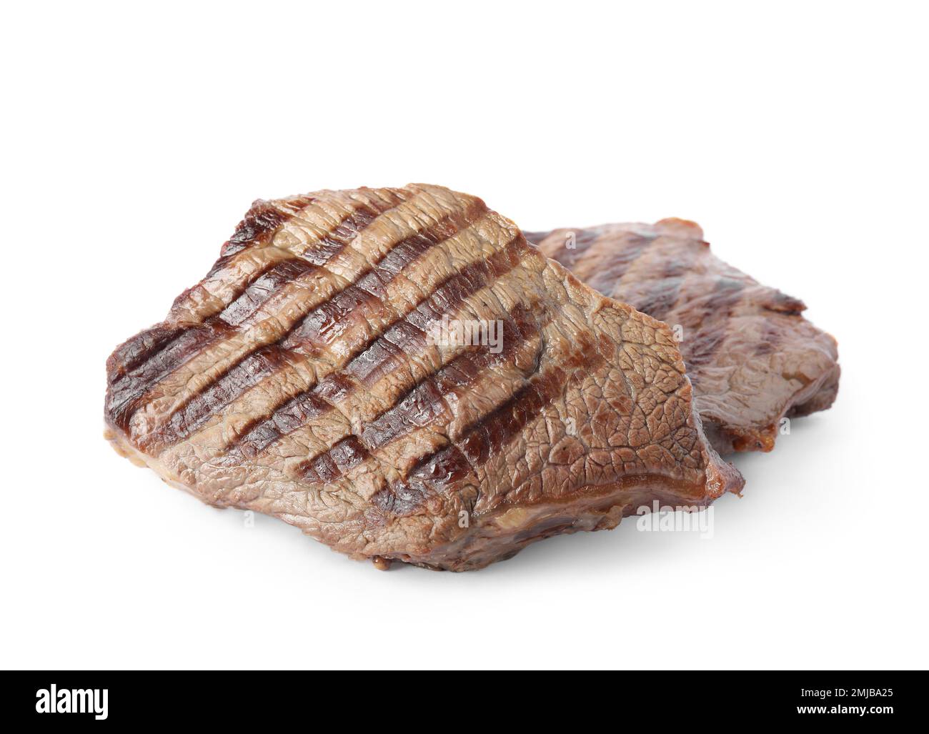 Delicious grilled beef steaks isolated on white Stock Photo - Alamy