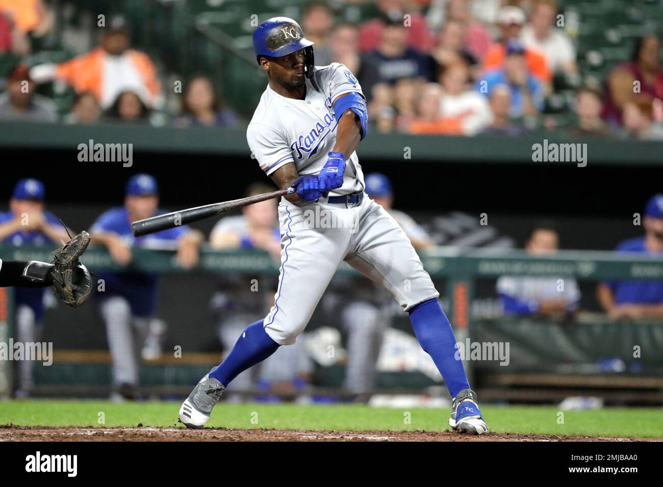 Kansas City Royals' Jorge Soler swings at a pitch from Baltimore ...