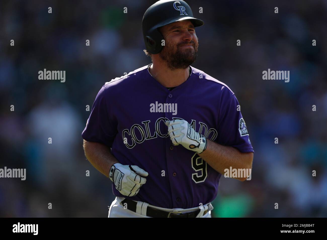 Colorado Rockies first baseman Daniel Murphy (9) in the eighth inning ...