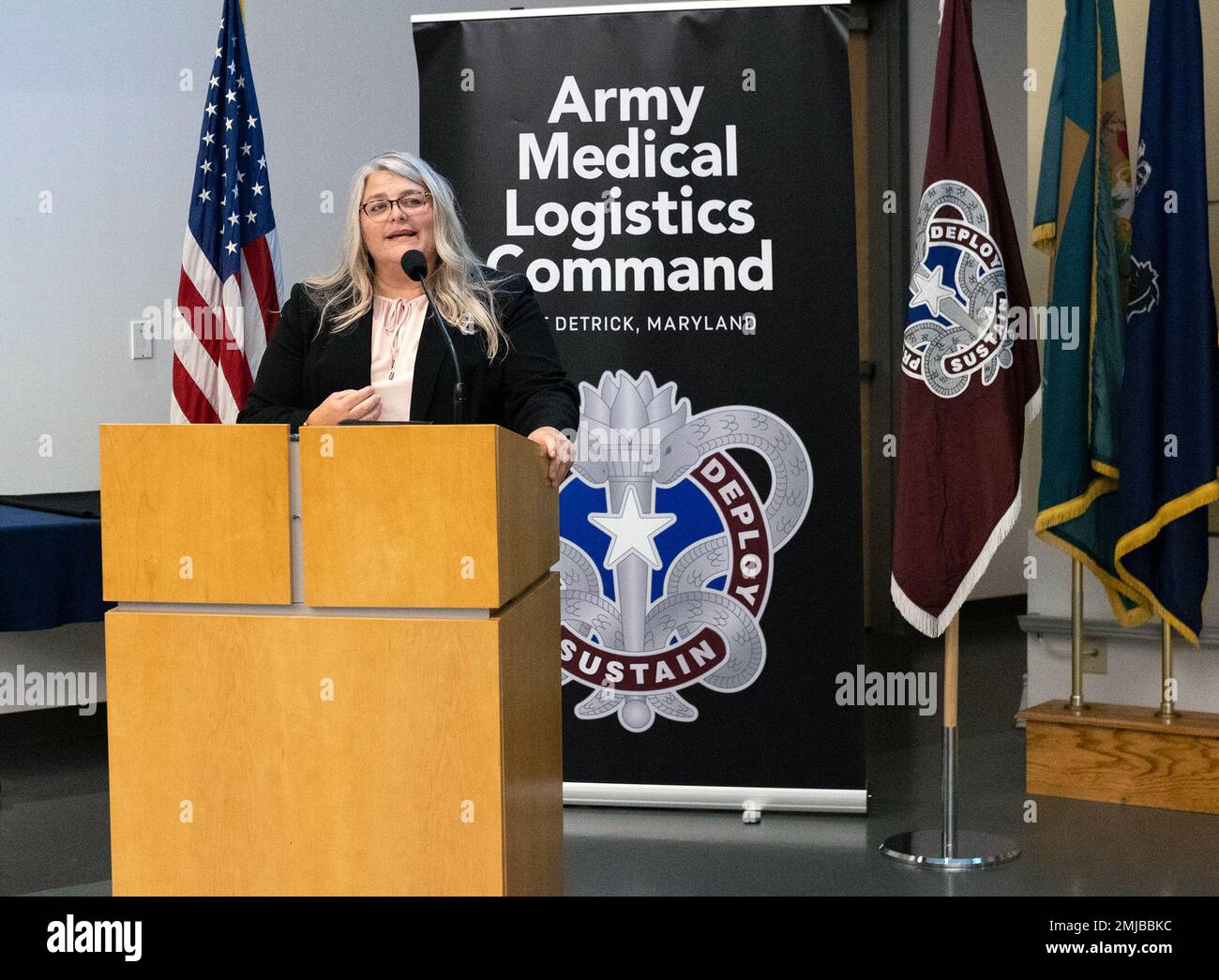 Pam Wetzel speaks during U.S. Army Medical Logistics Command’s ...