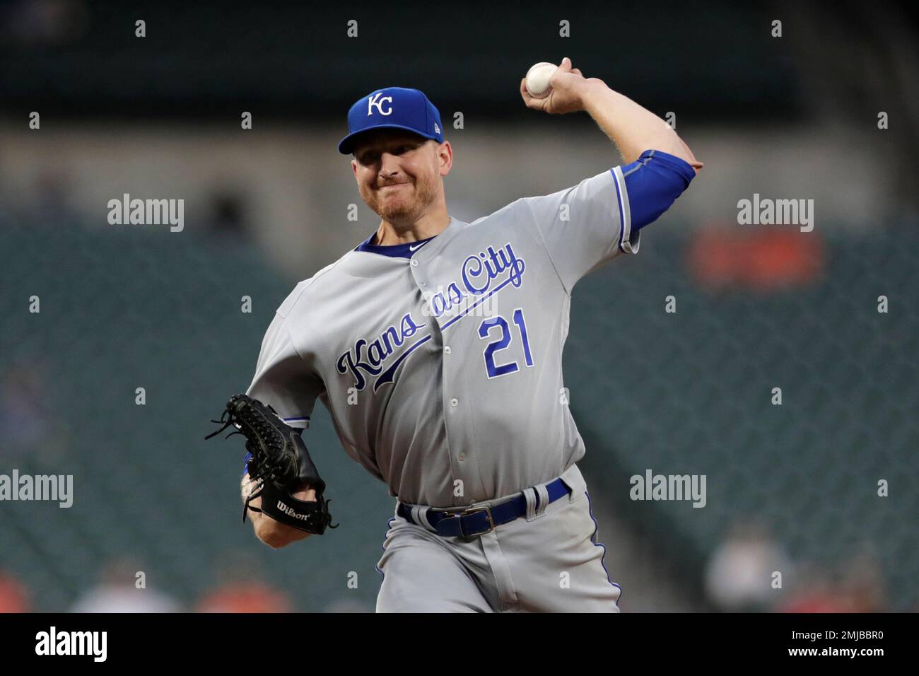 Kansas City Royals starting pitcher Mike Montgomery throws to a ...