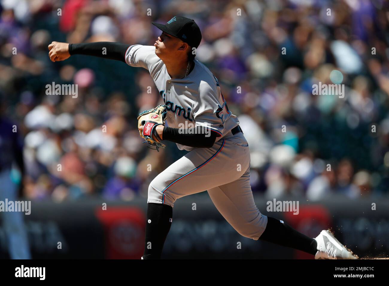 Miami Marlins starting pitcher Jordan Yamamoto (50) in the first inning ...