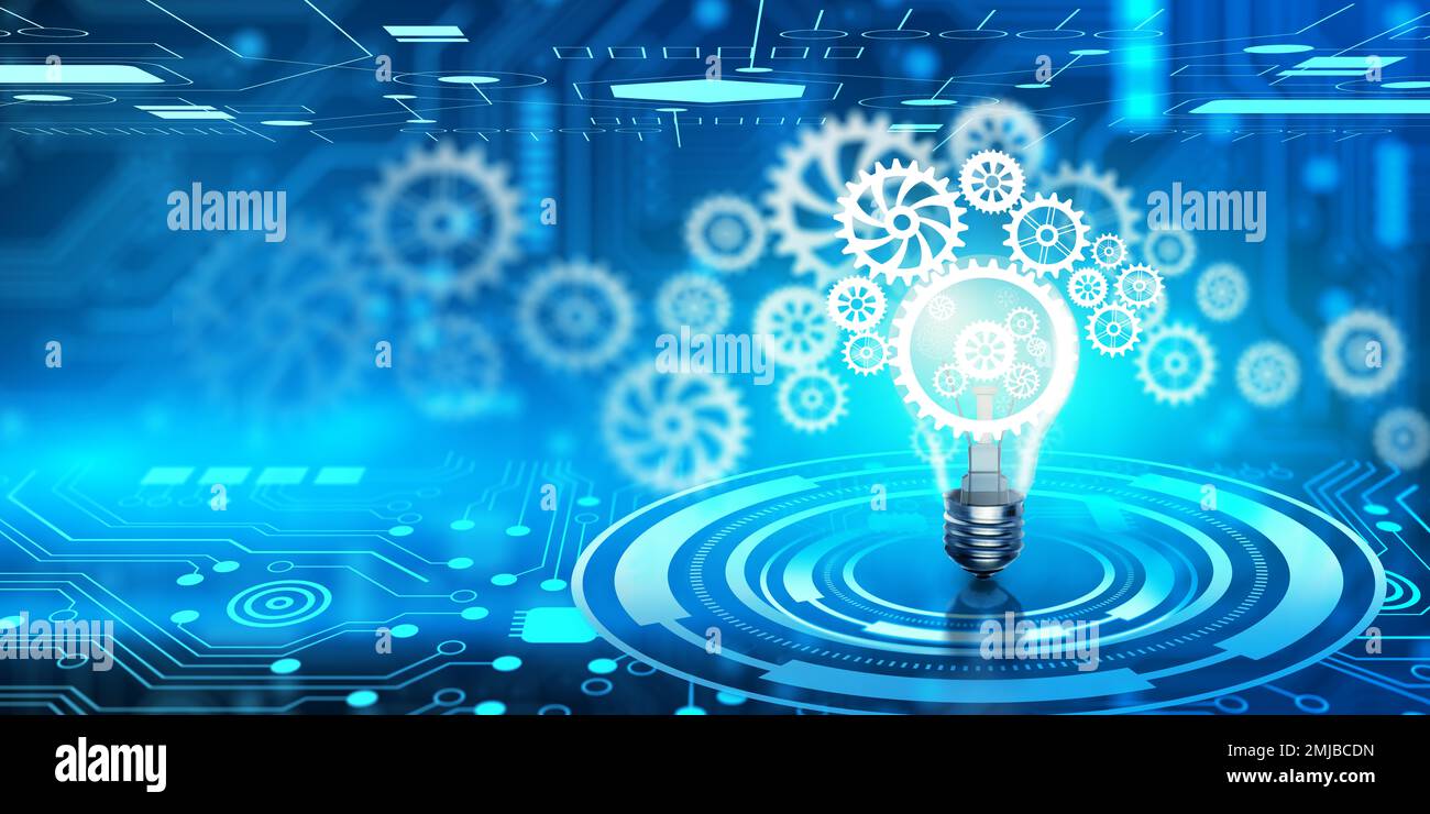 Light bulb with cog inside. Business idea bulb gear icon network ...