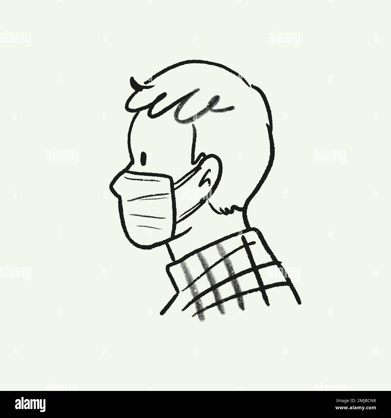 Man doodle face mask, vector new normal illustration Stock Vector Image ...