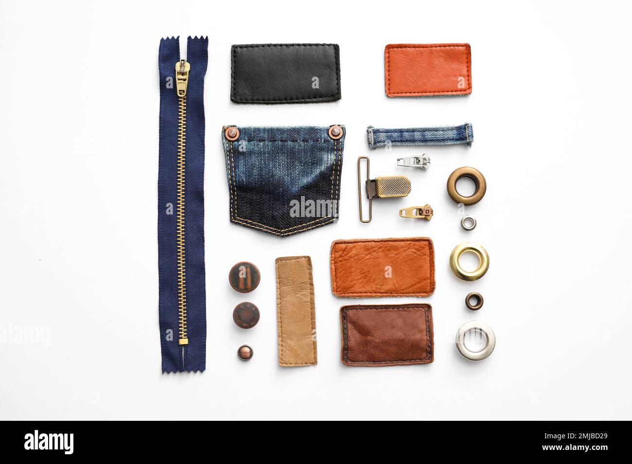 Composition with garment accessories and cutting details for jeans ...