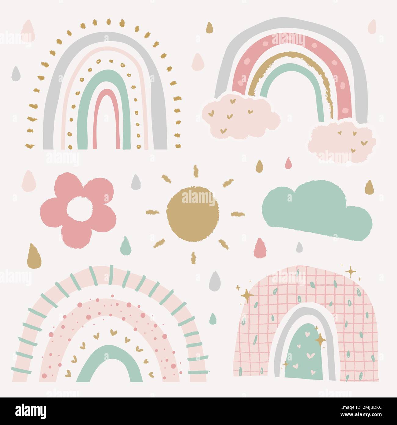 Doodle rainbow in cute style vector set Stock Vector Image & Art - Alamy