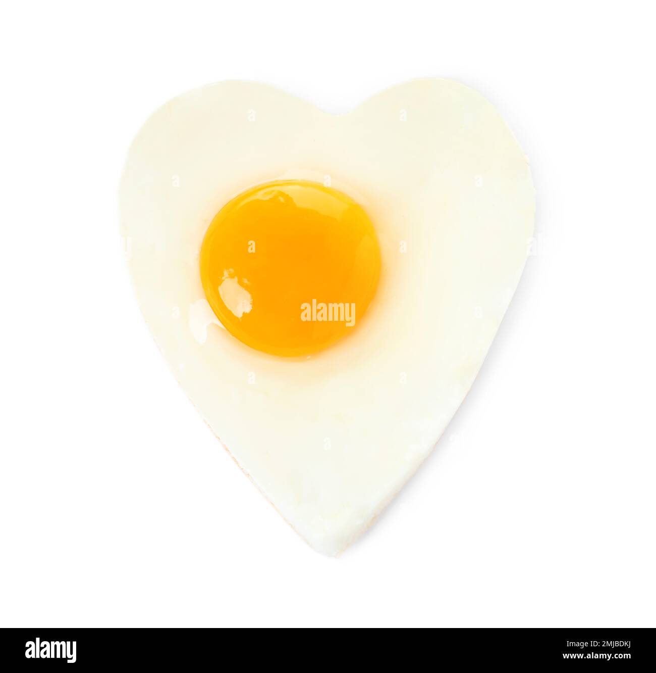 Heart shaped fried egg isolated on white, top view Stock Photo - Alamy