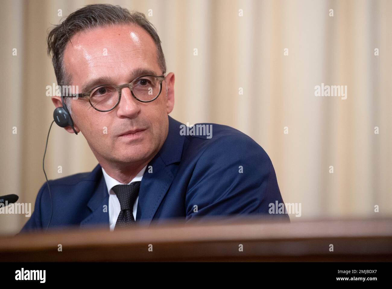 German Foreign Minister Heiko Maas attends a news conference with Russian Foreign Minister ...