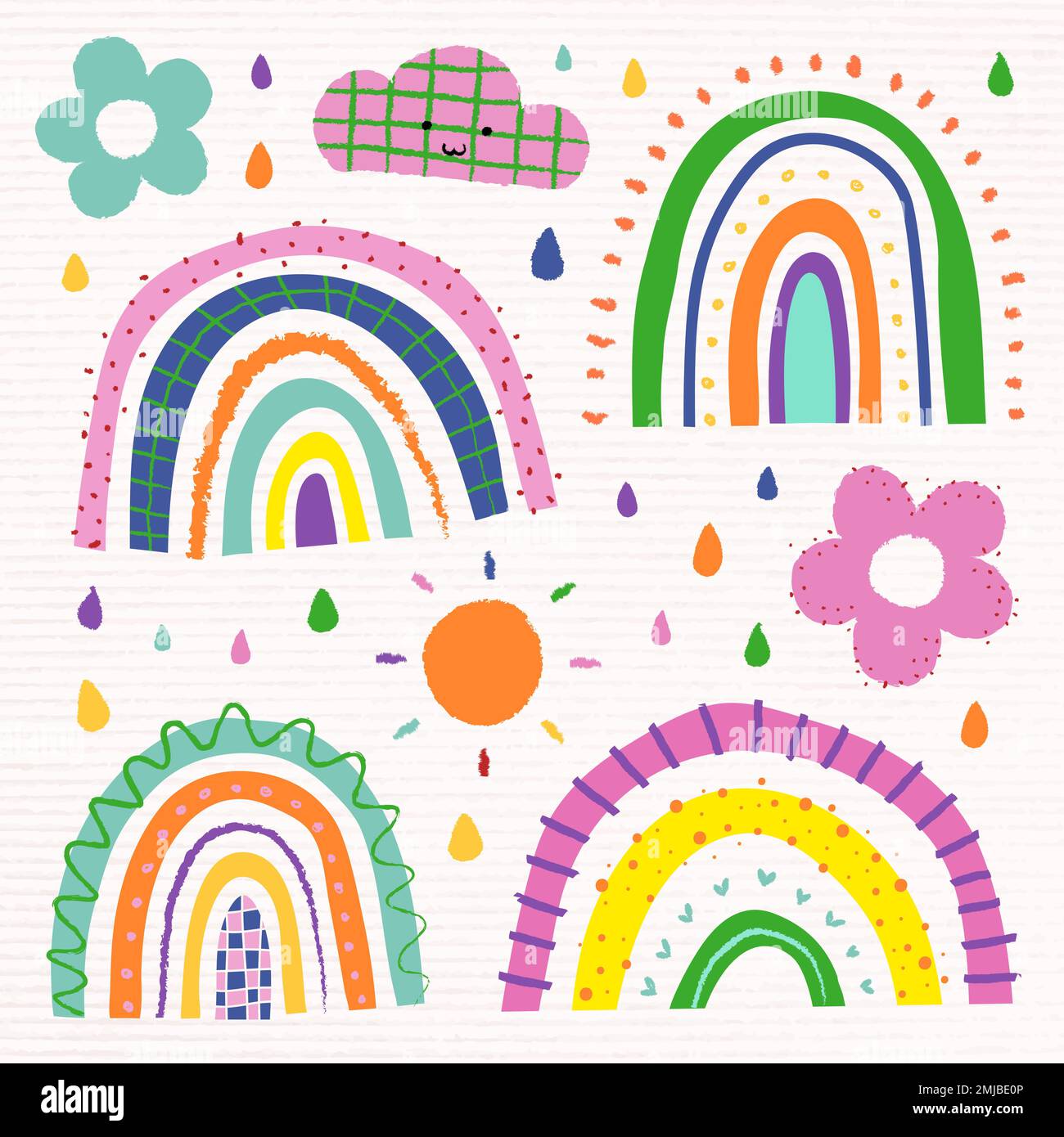 Rainbow in funky doodle style vector set Stock Vector Image & Art - Alamy