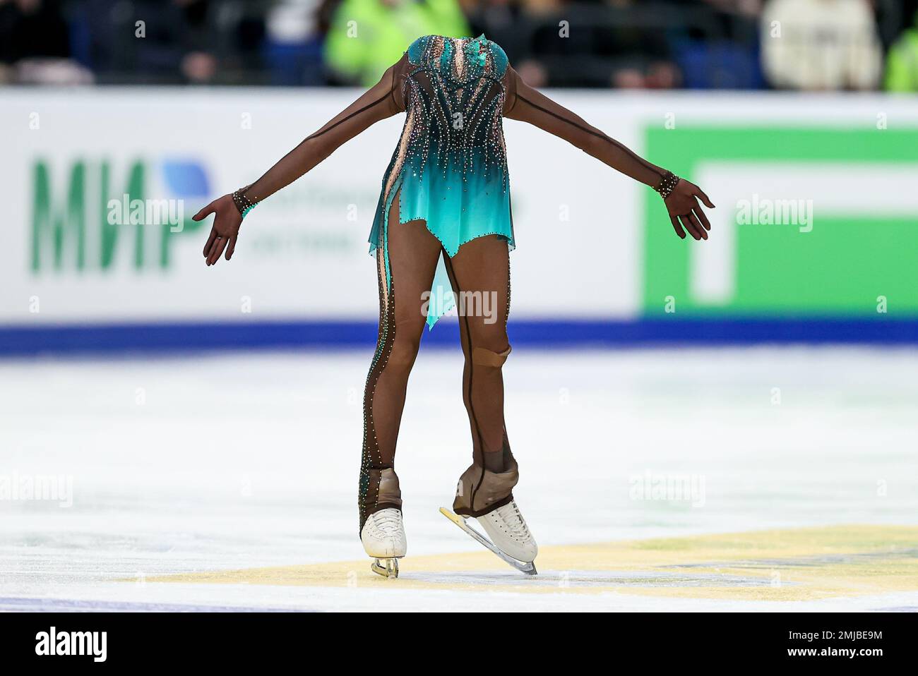 USSIA, MOSCOW - JANUARY 22, 2023: Athlete Sofya Akatyeva performs her ...
