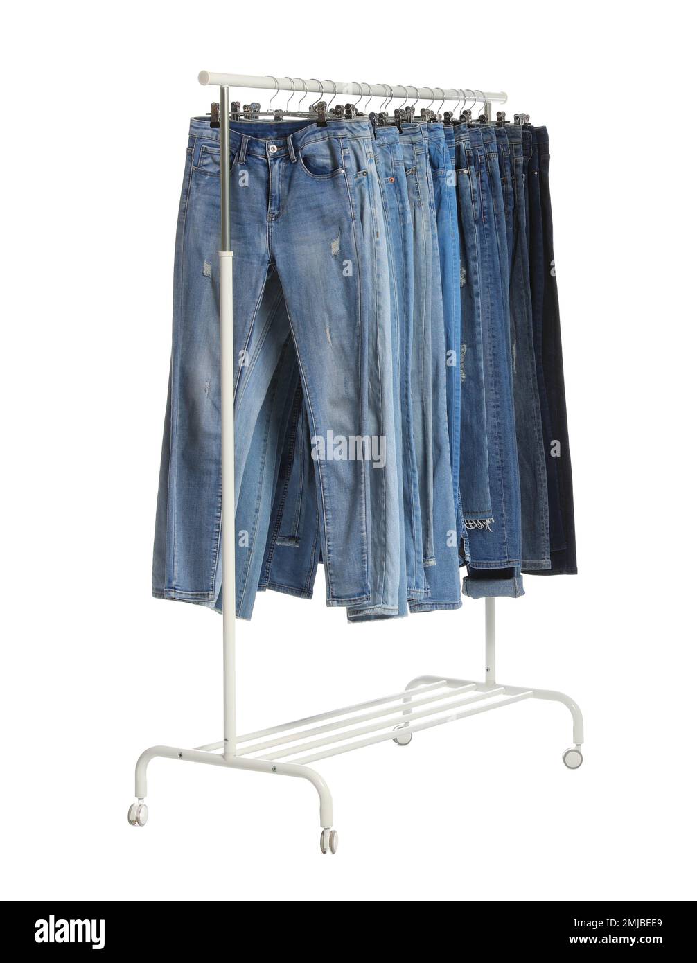 Jeans hanging wardrobe Cut Out Stock Images & Pictures - Alamy