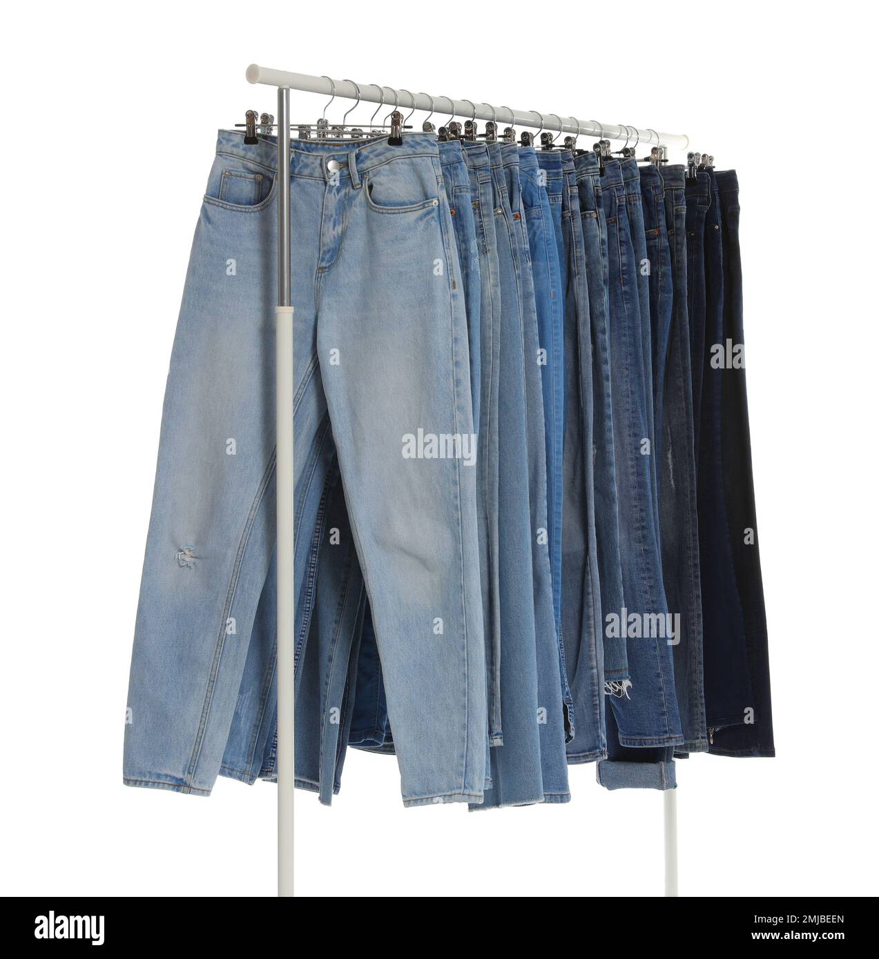 Jeans hanging wardrobe Cut Out Stock Images & Pictures - Alamy
