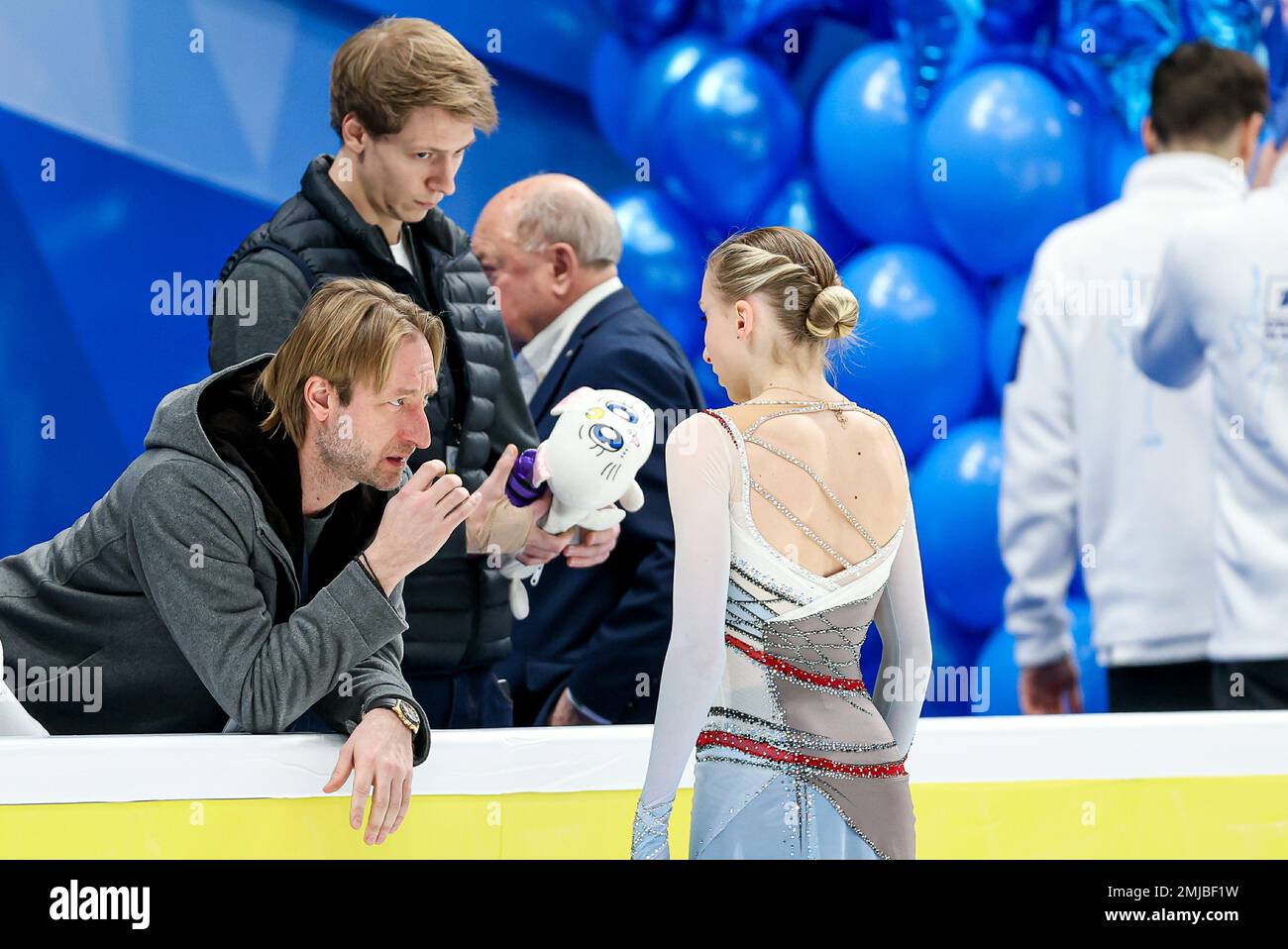 USSIA, MOSCOW - JANUARY 22, 2023: Athlete Sofya Muravyova and Evgeni ...