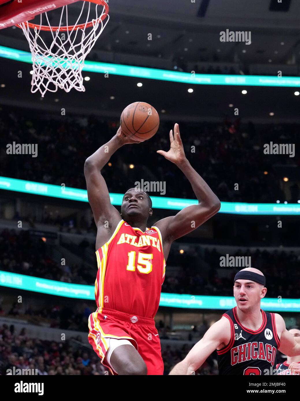 Atlanta Hawks' Clint Capela goes up for a dunk during an NBA basketball ...